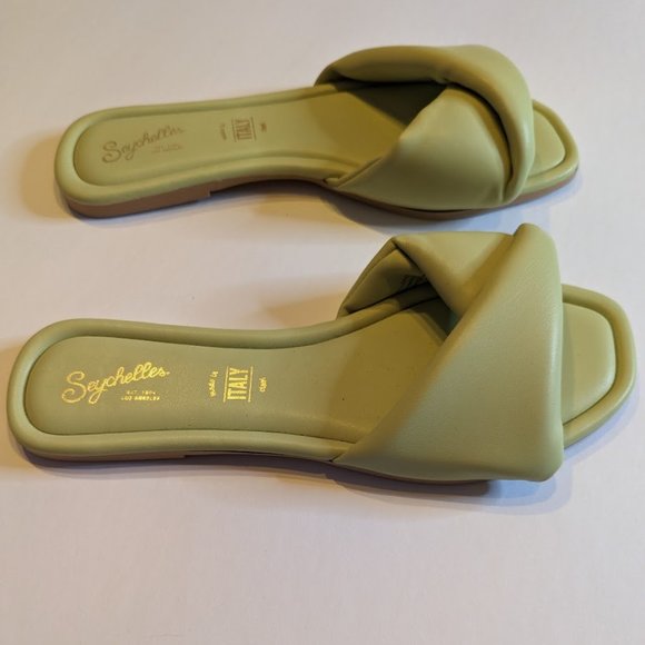 Anthropologie | Shoes | Anthropologie Green Leather Puff Sandals Made ...